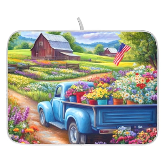 Dish Drying Mat for Kitchen Counter 16x18/18x24 Garden Flower Flag ...