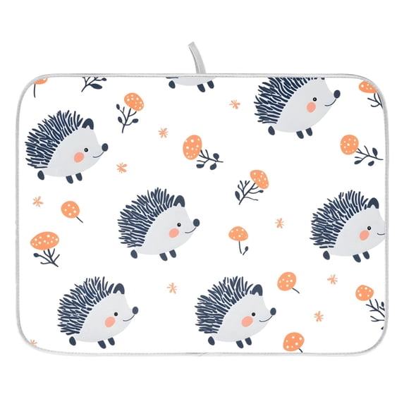 Dish Drying Mat for Kitchen Counter 16x18/18x24 Grass Tile Hedgehog ...