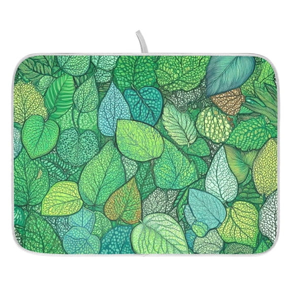Dish Drying Mat for Kitchen Counter 16x18/18x24 Green Leaves Absorbent ...