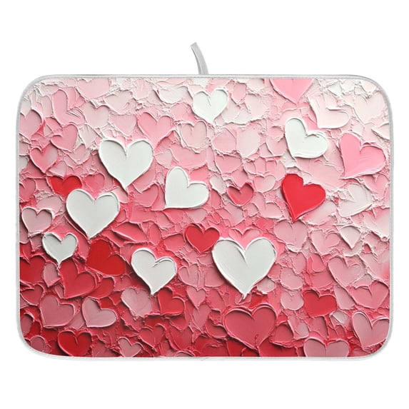 Dish Drying Mat for Kitchen Counter 16x18/18x24 Heart-shaped White and ...
