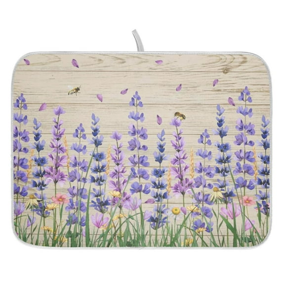 Dish Drying Mat for Kitchen Counter 16x18/18x24 Lavender Floral ...