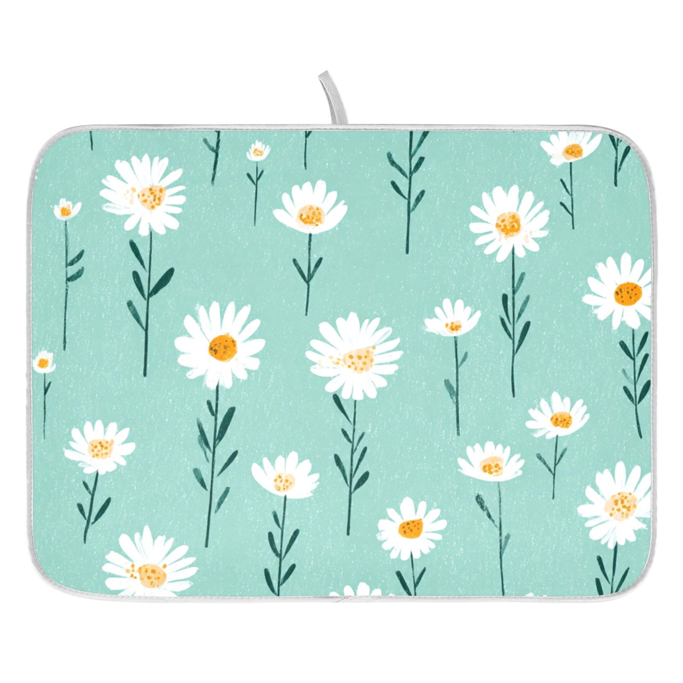 Dish Drying Mat for Kitchen Counter 16x18/18x24 Painting Daisies ...
