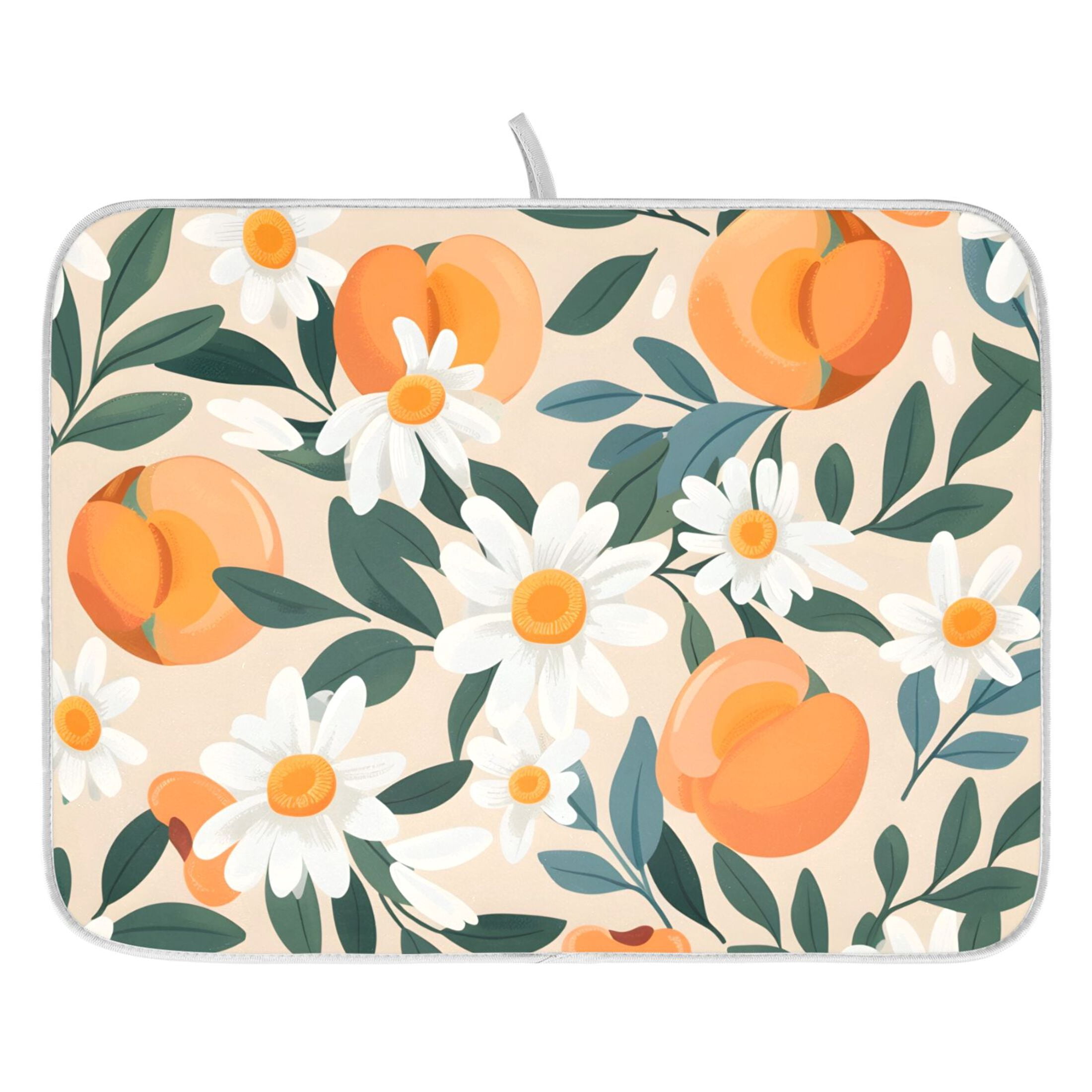 Dish Drying Mat for Kitchen Counter 16x18/18x24 Peaches with Summer ...