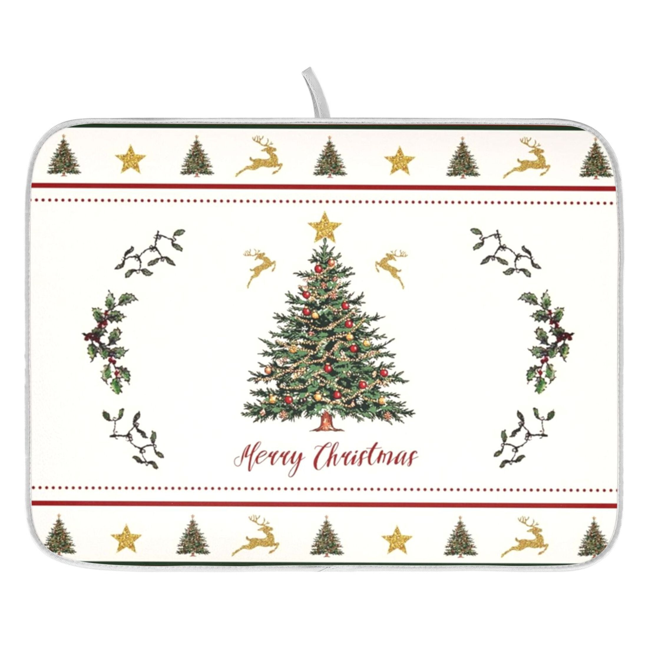 Dish Drying Mat for Kitchen Counter 16x18/18x24 Pine Tree Elk Absorbent ...