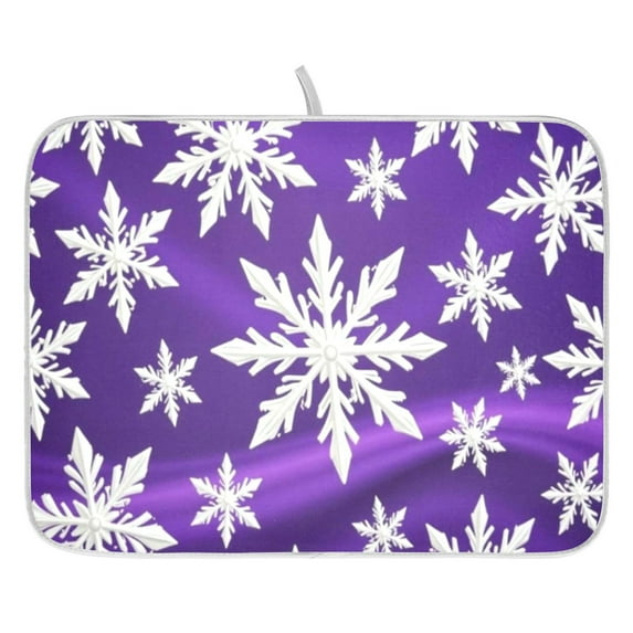 Dish Drying Mat for Kitchen Counter 16x18/18x24 Purple Christmas White ...