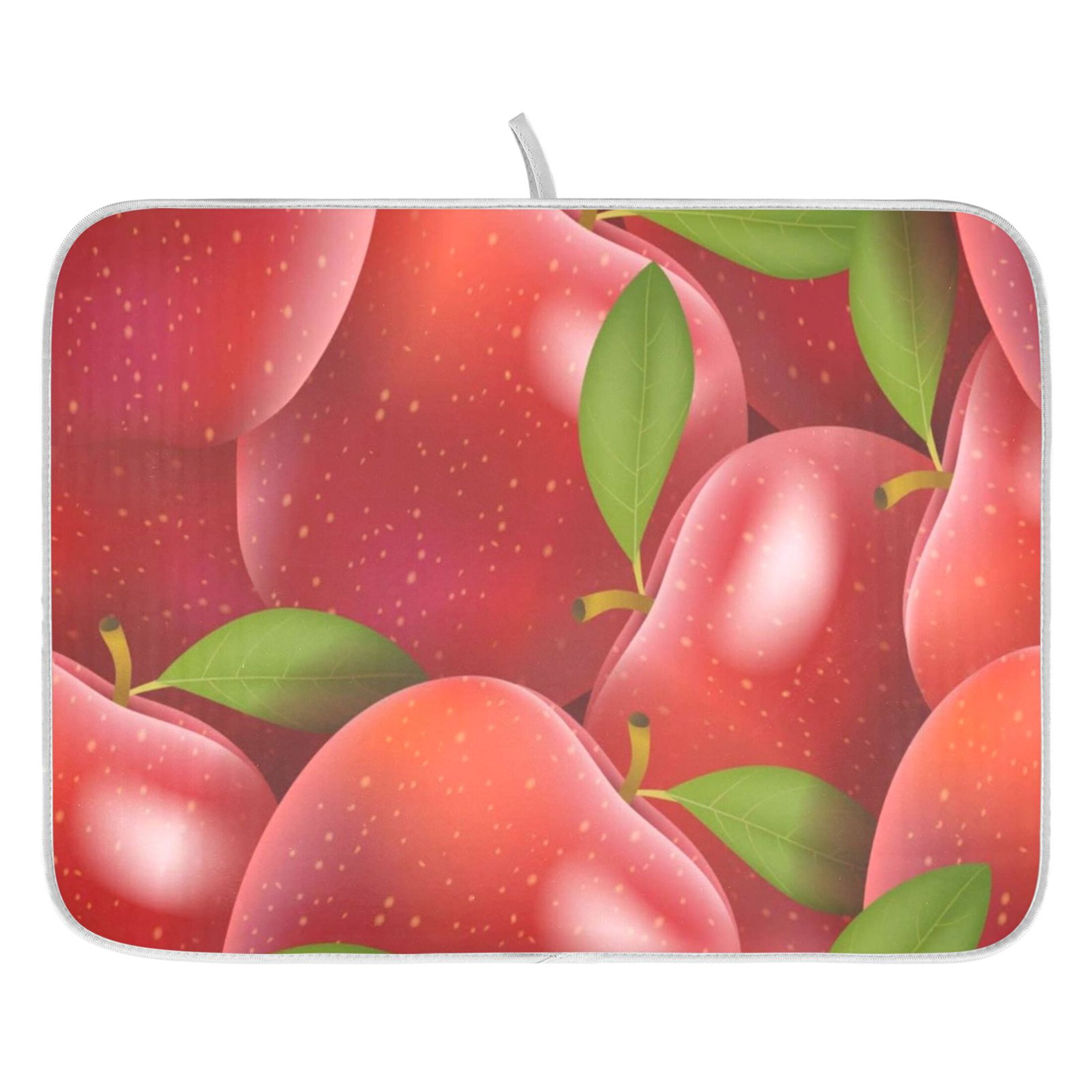 Dish Drying Mat for Kitchen Counter 16x18/18x24 Red Fruit Leaves ...