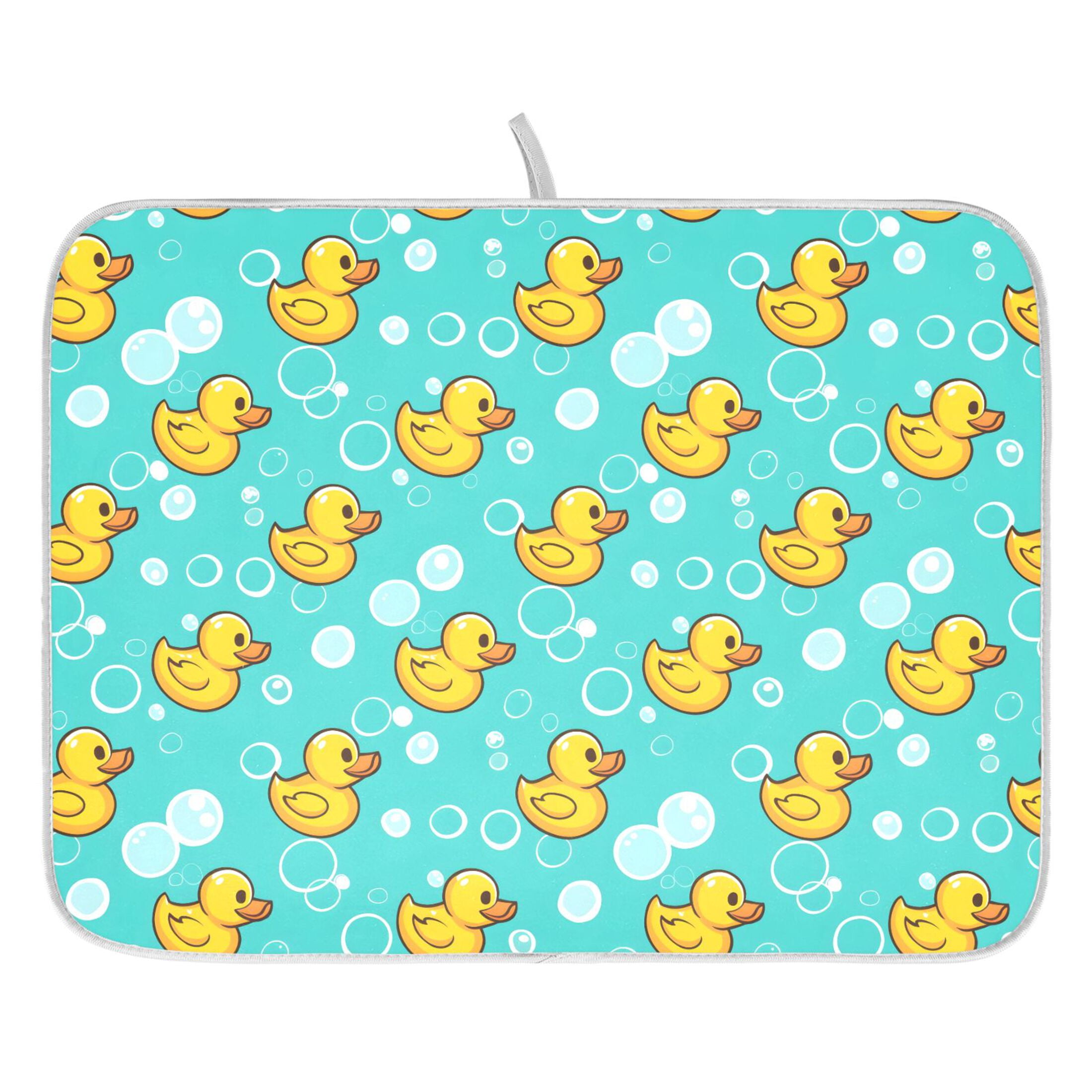 Dish Drying Mat for Kitchen Counter 16x18/18x24 Rubber Duck Bubbles ...