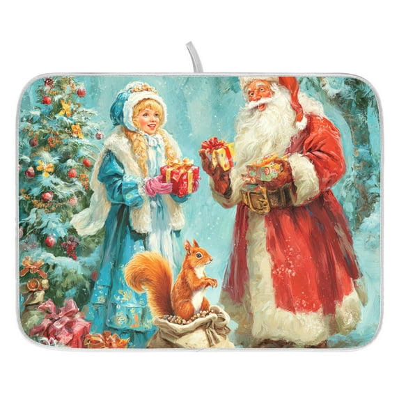 Dish Drying Mat for Kitchen Counter 16x18/18x24 Santa Claus and The ...
