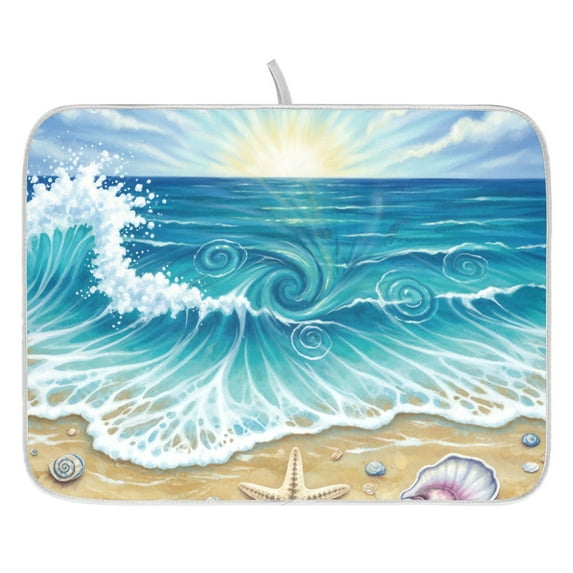 Dish Drying Mat for Kitchen Counter 16x18/18x24 Starfish Shell Beach ...