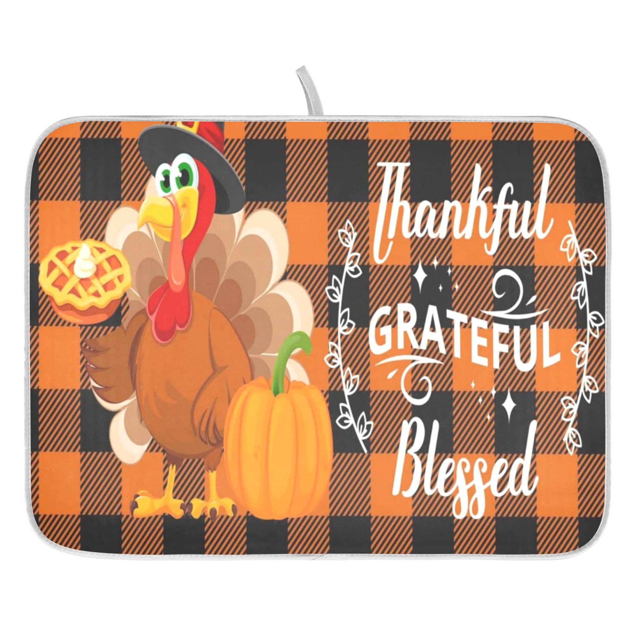 Dish Drying Mat for Kitchen Counter 16x18/18x24 Thanksgiving Turkey ...