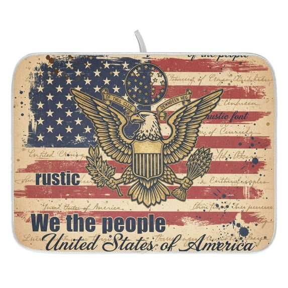 Dish Drying Mat for Kitchen Counter 16x18/18x24 Vintage American Flag ...