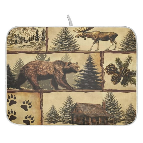 Dish Drying Mat for Kitchen Counter 16x18/18x24 Vintage Bear Absorbent ...