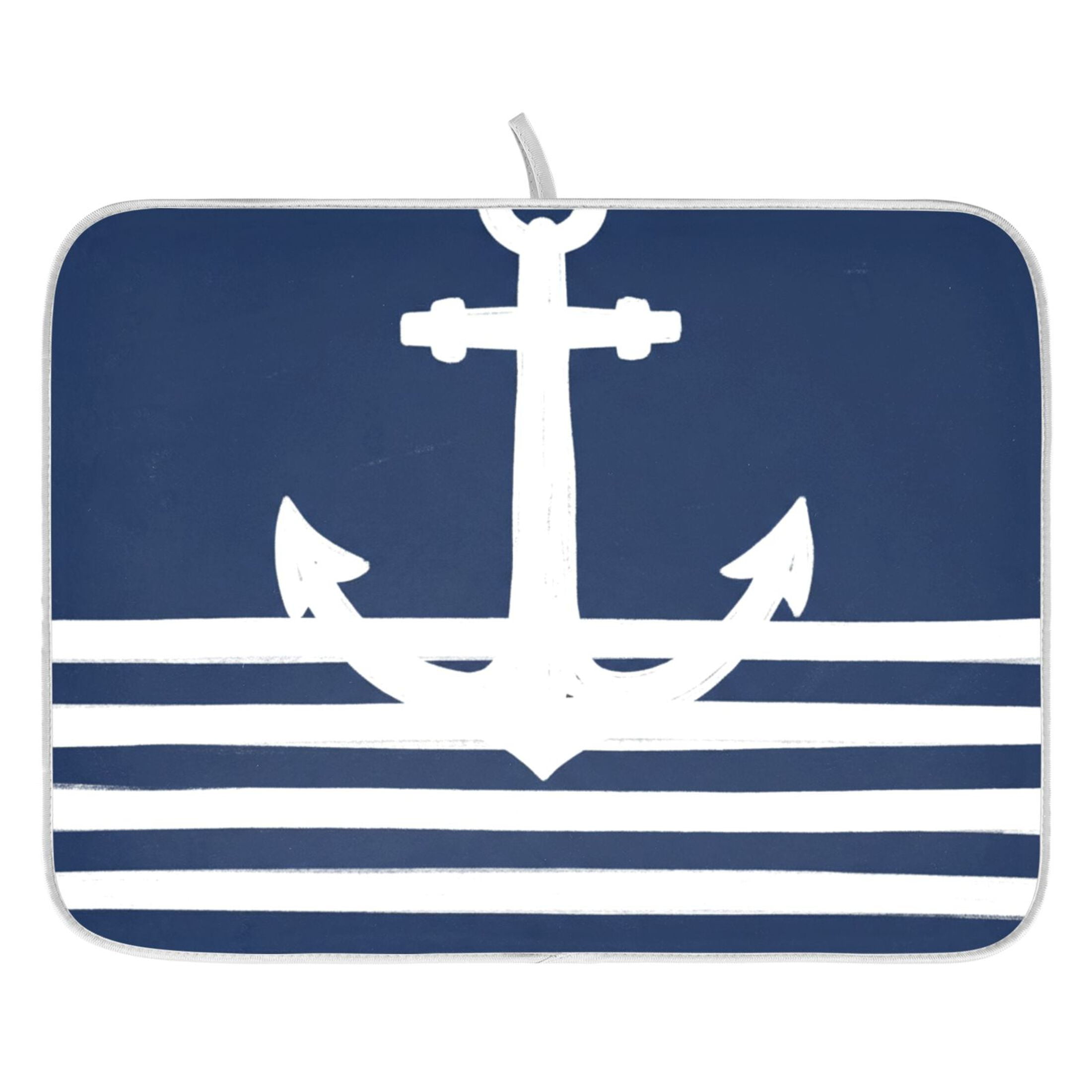 Dish Drying Mat for Kitchen Counter 16x18/18x24 White Anchor Navy Blue ...