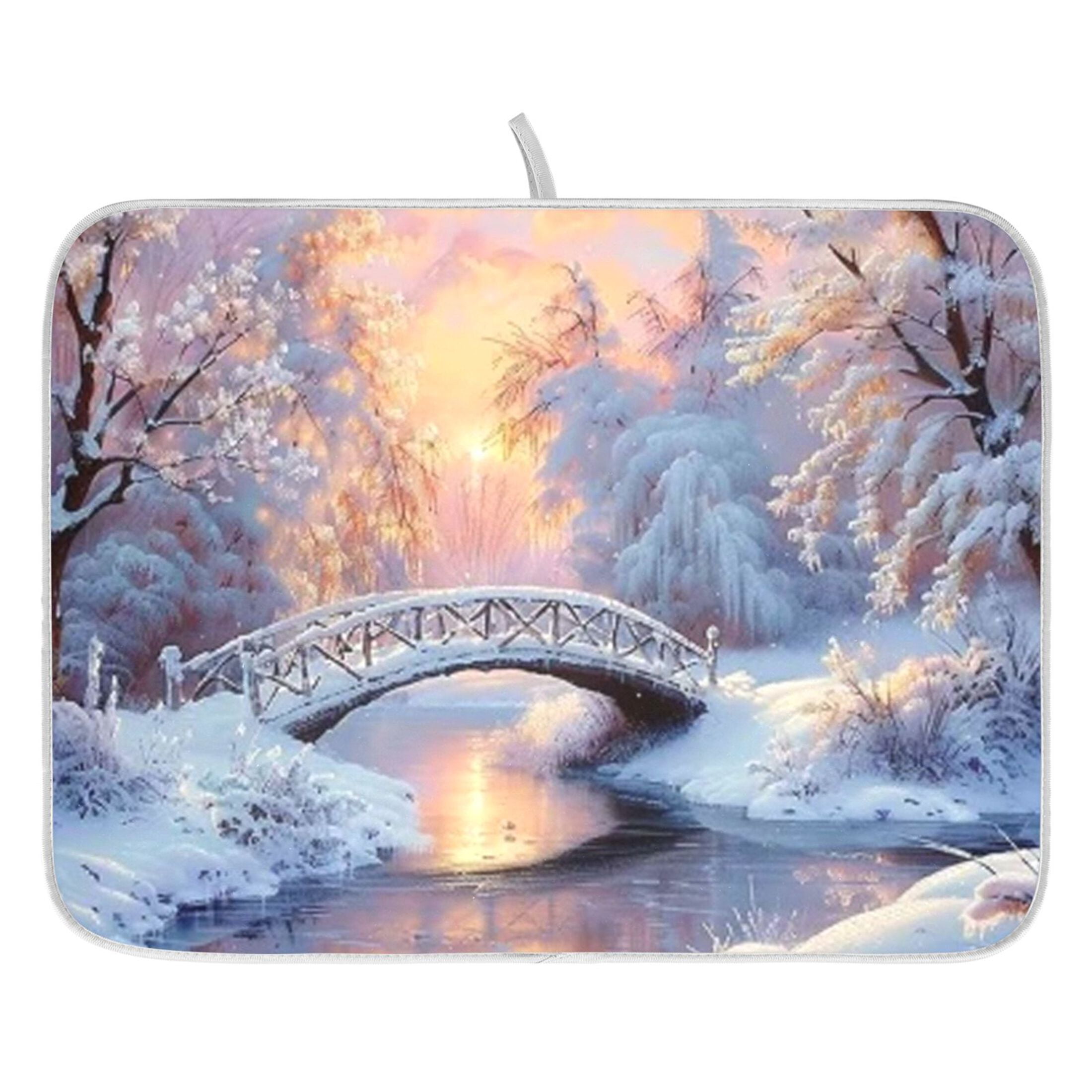 Dish Drying Mat for Kitchen Counter 16x18/18x24 Winter Landscape ...