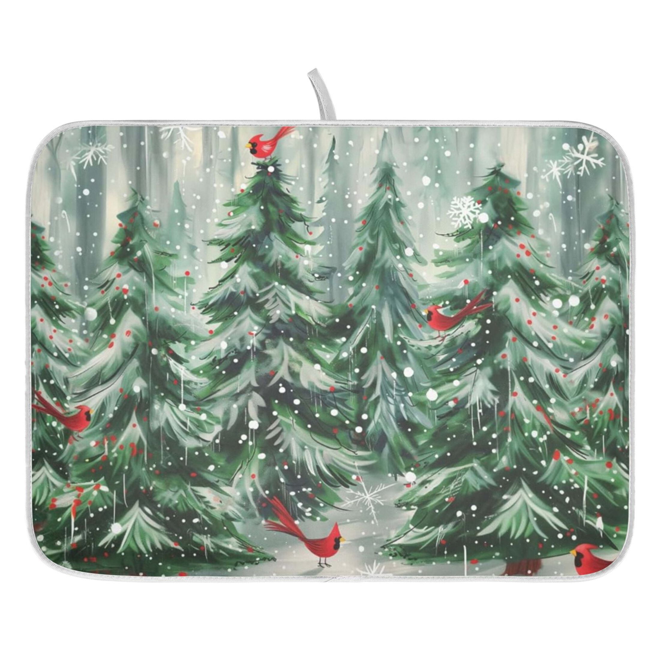 Dish Drying Mat for Kitchen Counter 16x18/18x24 Winter Pine Tree ...