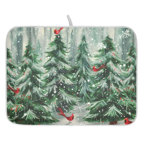Dish Drying Mat for Kitchen Counter 16x18/18x24 Winter Pine Tree ...