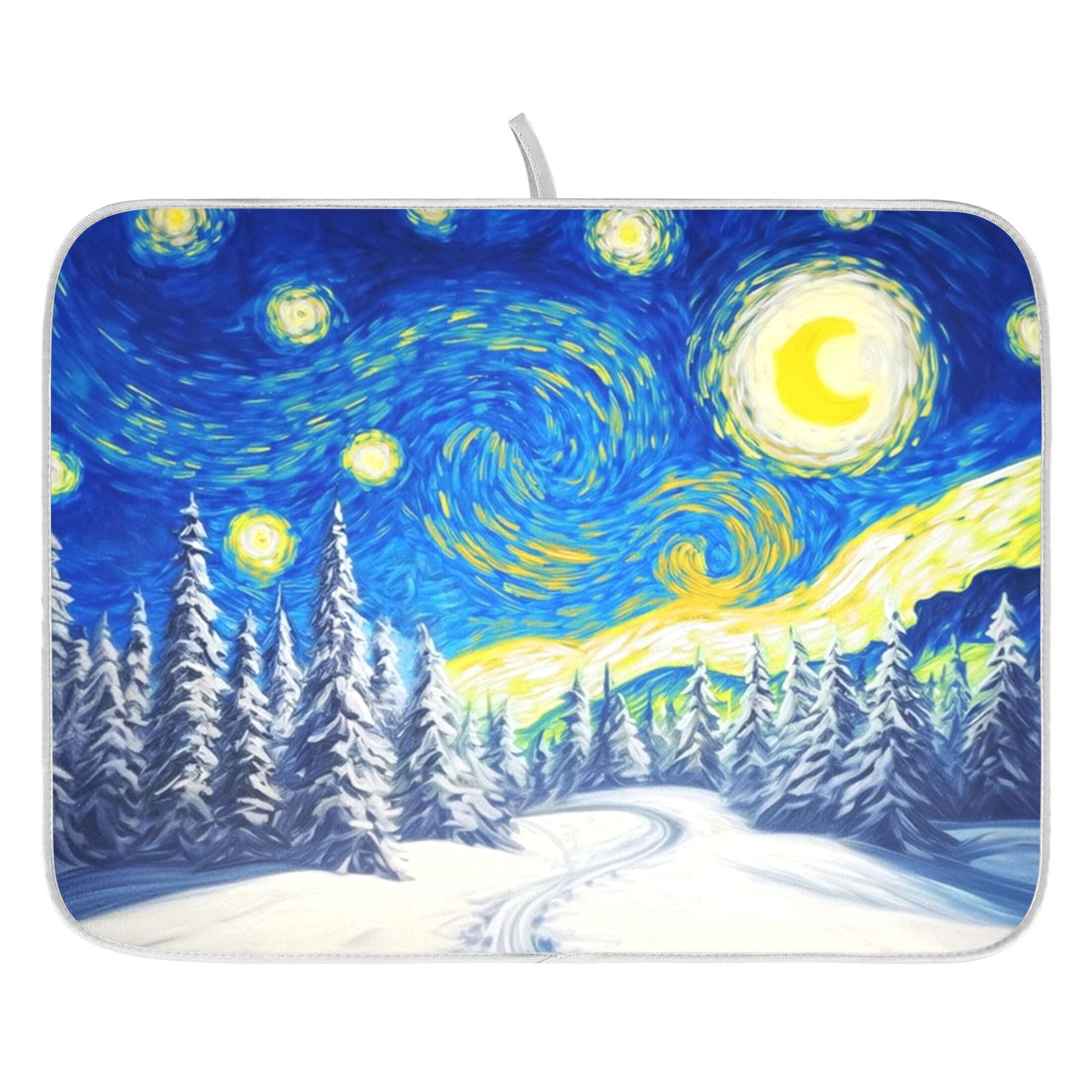 Dish Drying Mat for Kitchen Counter 16x18/18x24 Winter Snowy Pine ...