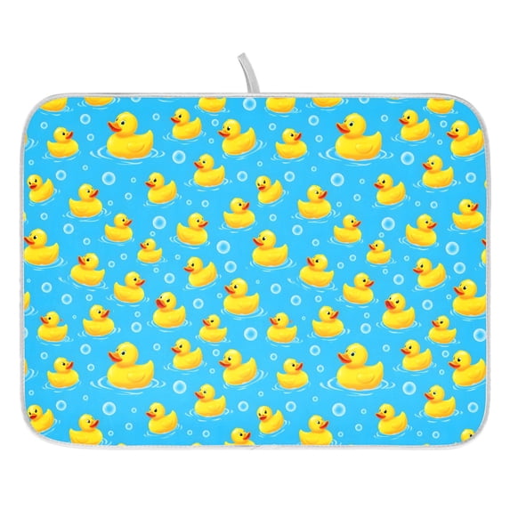 Dish Drying Mat for Kitchen Counter 16x18 Duck Bubbles Absorbent Coffee ...