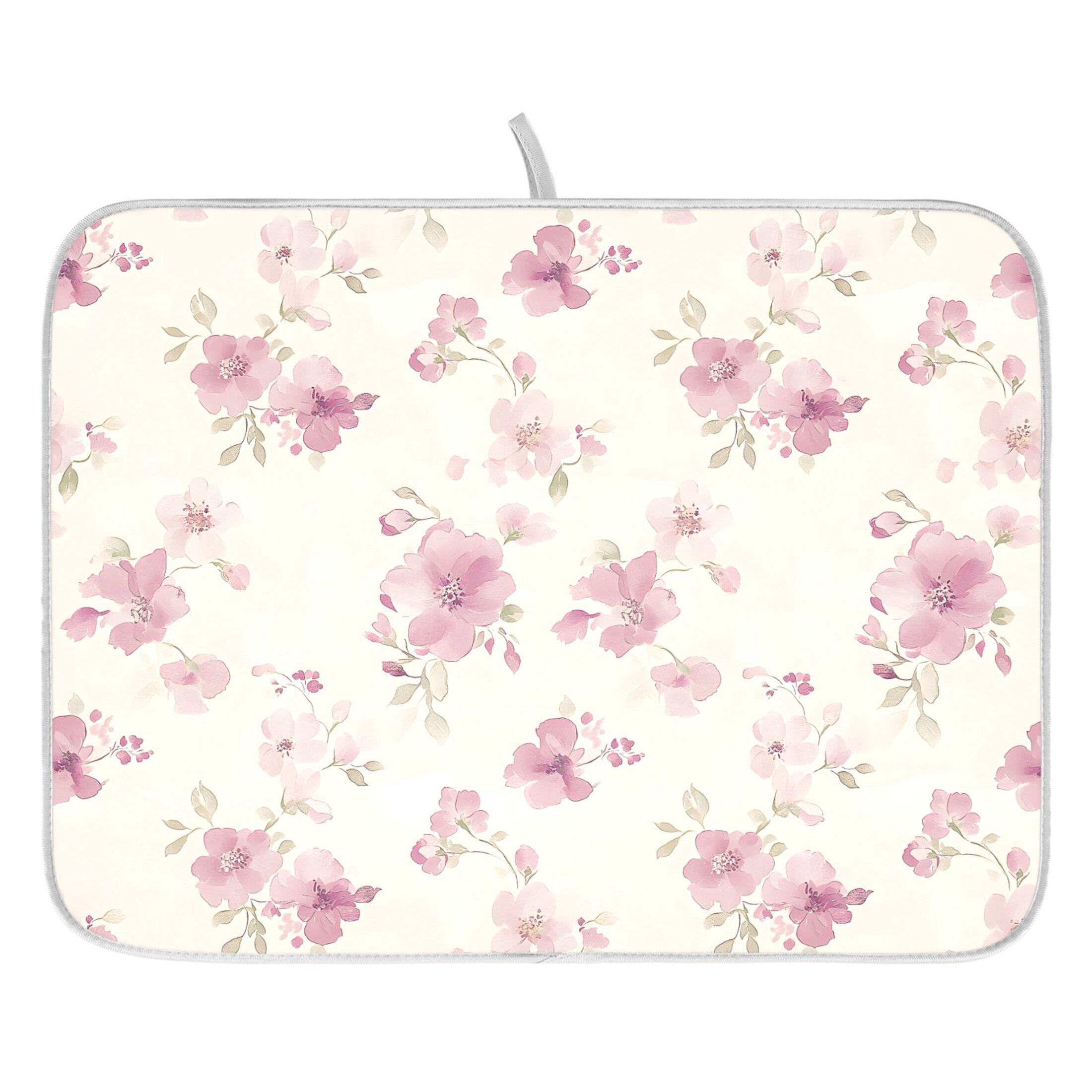 Dish Drying Mat for Kitchen Counter 16x18 Light Pink Flower Absorbent ...