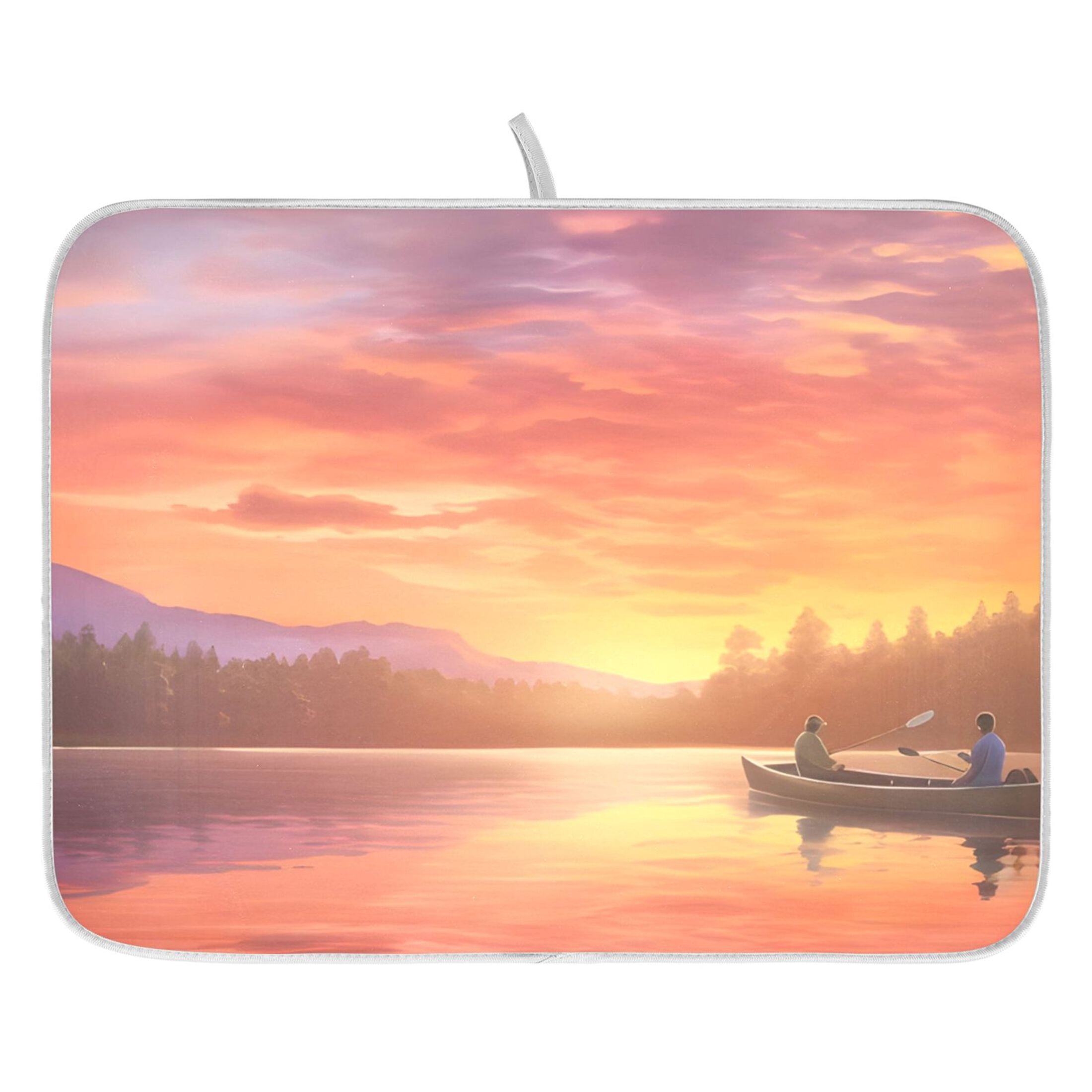 Dish Drying Mat for Kitchen Counter 16x18 Sunset Lakeside Absorbent ...