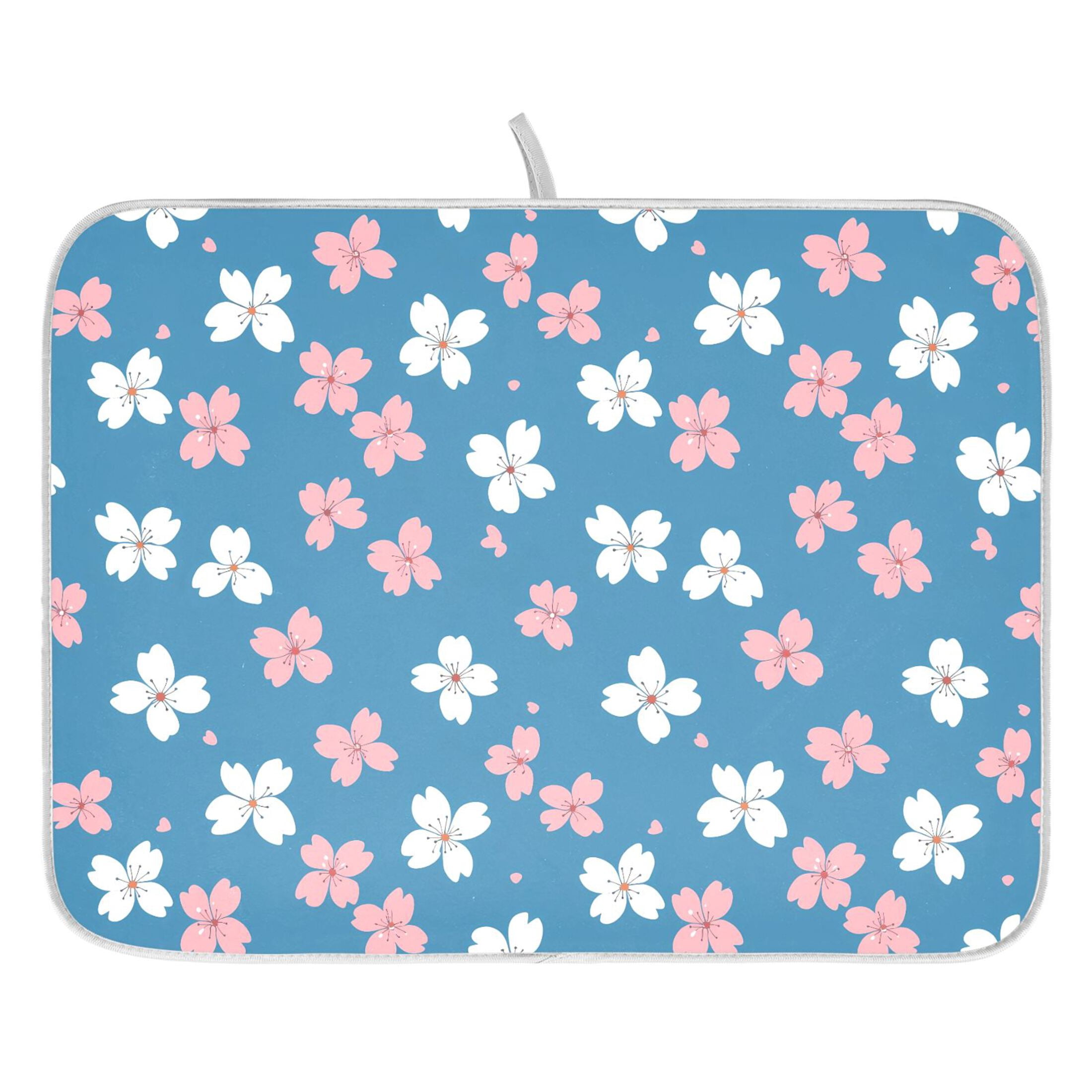 Dish Drying Mat for Kitchen Counter 16x18 White Pink Cherry Blossom ...