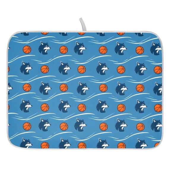 Dish Drying Mat for Kitchen Counter 18x24 Blue Wolf Absorbent Coffee ...