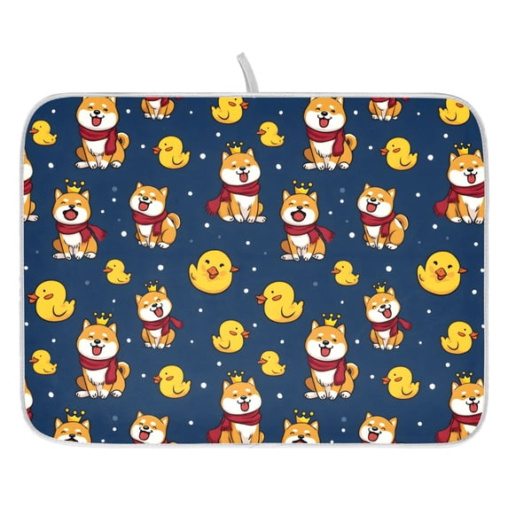 Dish Drying Mat for Kitchen Counter 18x24 Crown Dog Yellow Duck ...