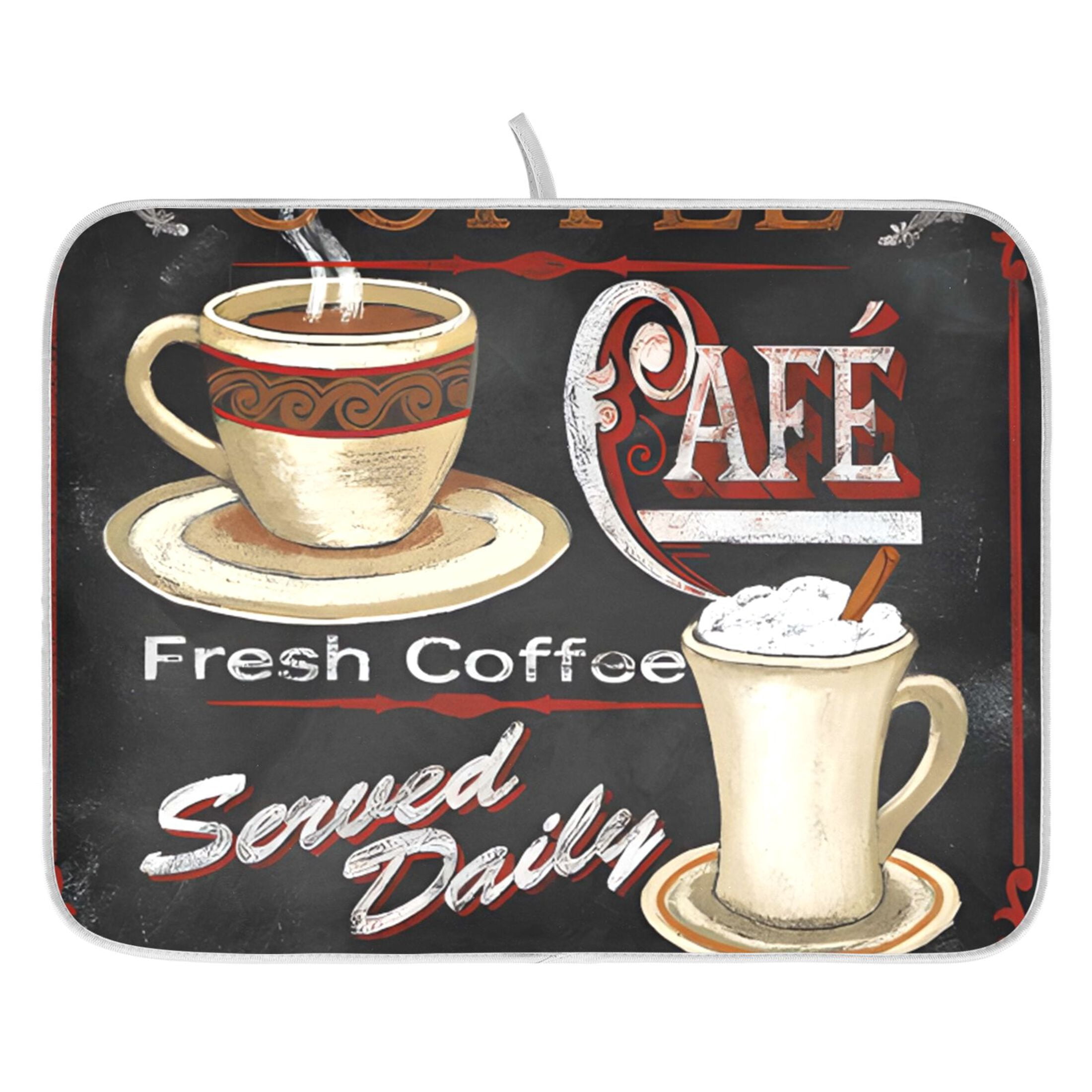Dish Drying Mat for Kitchen Counter 18x24 Morning Coffee Decor ...