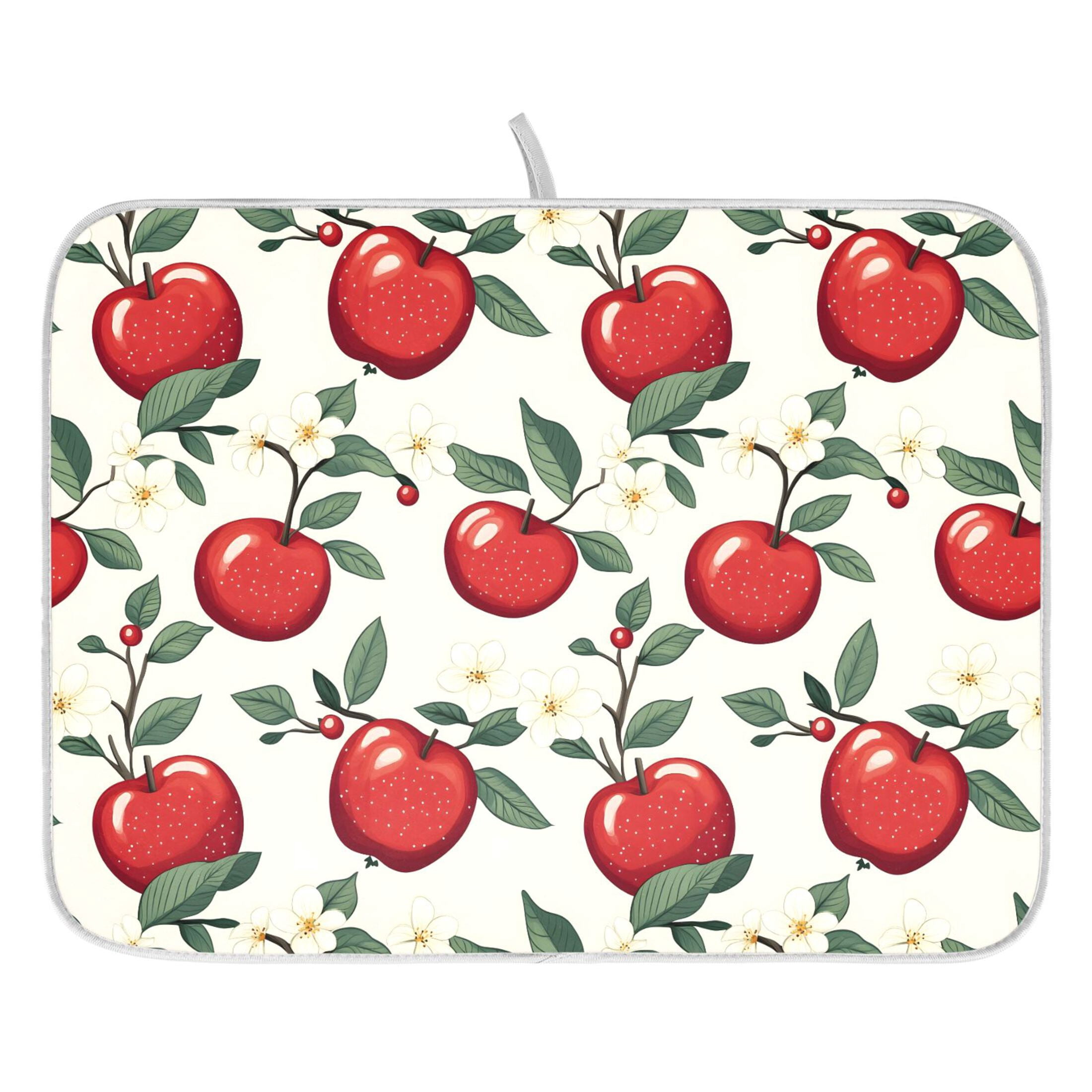 Dish Drying Mat for Kitchen Counter 18x24 Red Apple Absorbent Coffee ...
