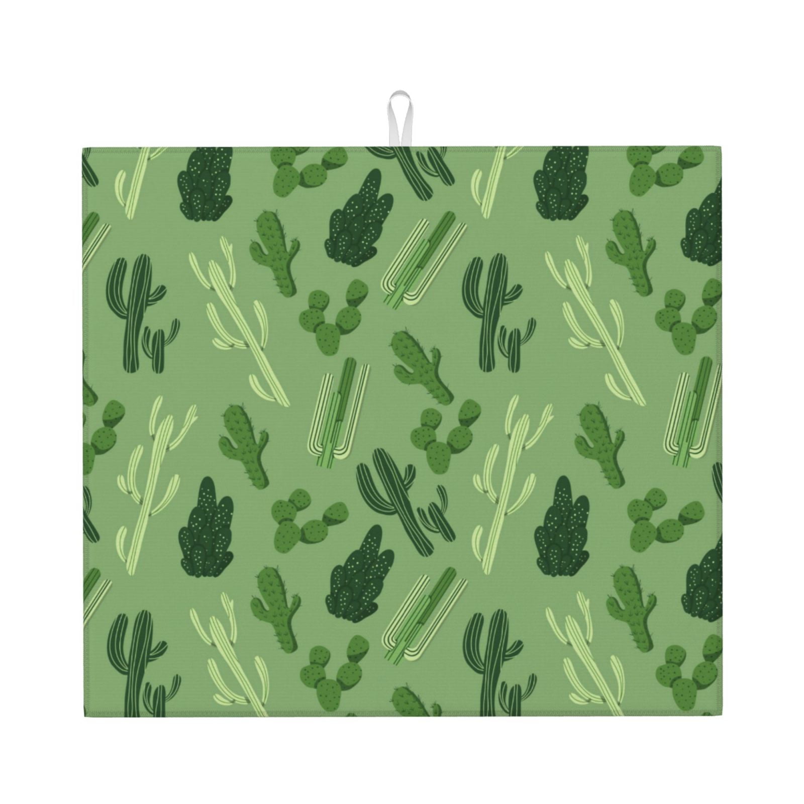 Dish Drying Mat, green Cactus Pattern Highly Absorbent Drying Matt ...
