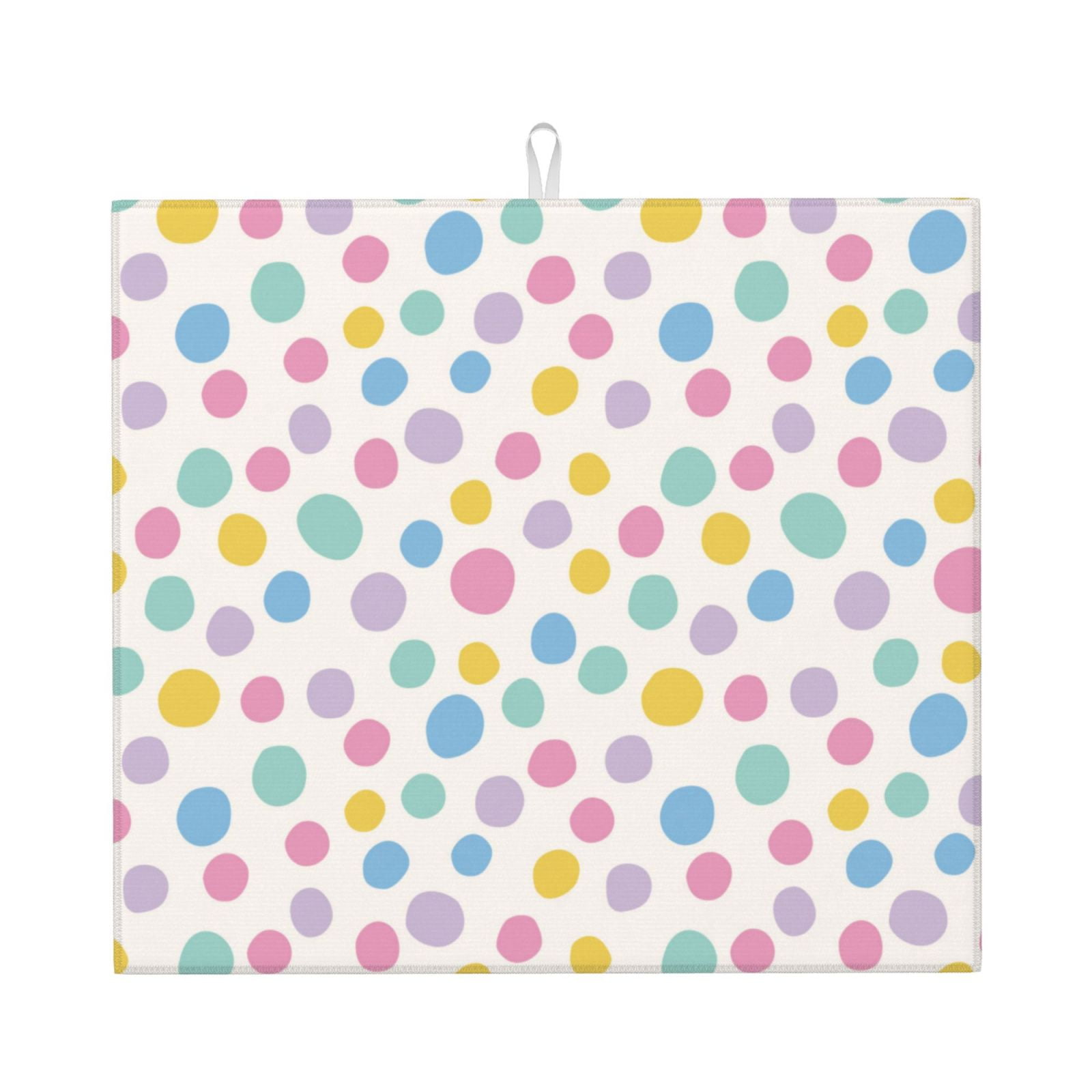 Dish Drying Mat, retro dots spots blots circle Highly Absorbent Drying ...