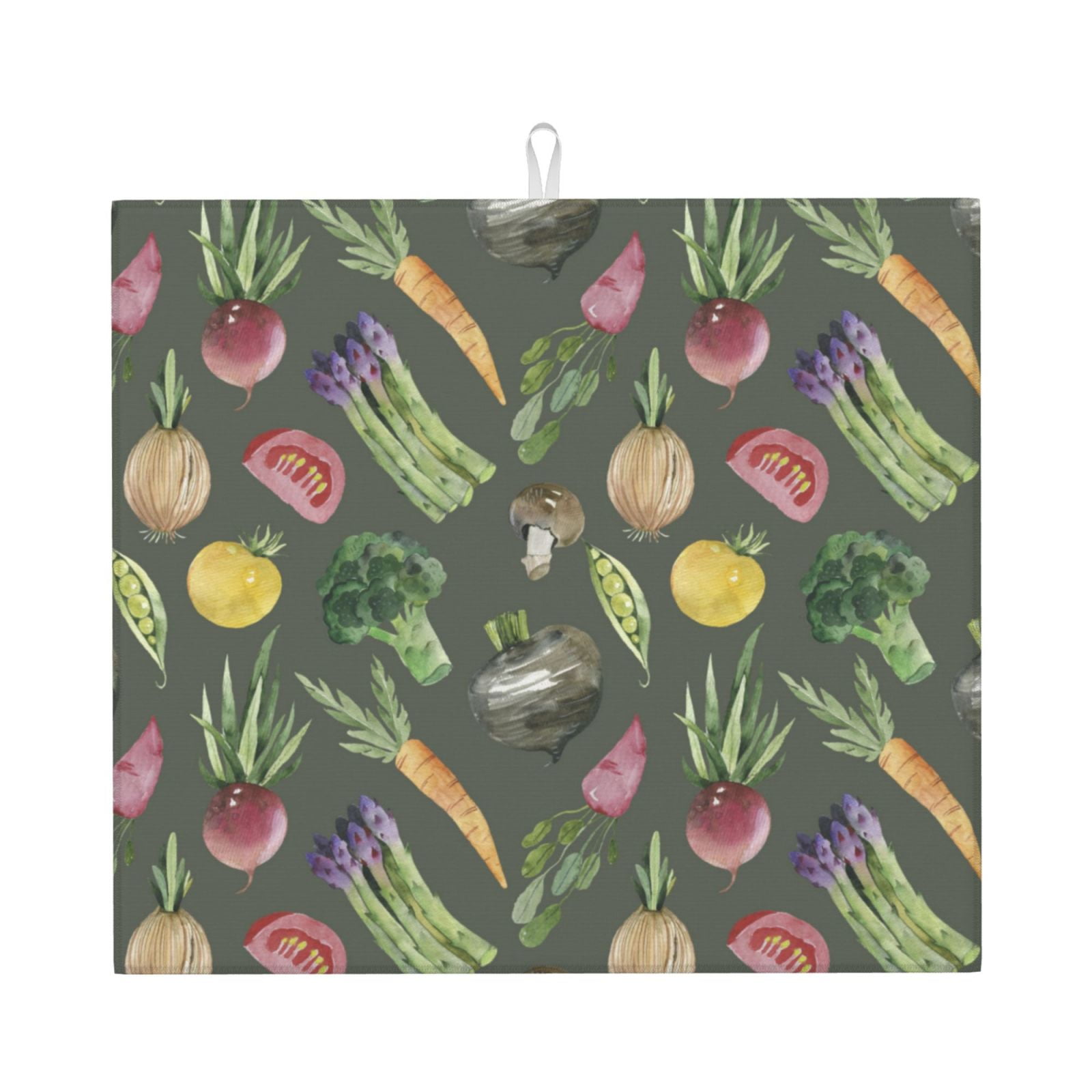 Dish Drying Mat, vegetable Print Highly Absorbent Drying Matt Kitchen ...