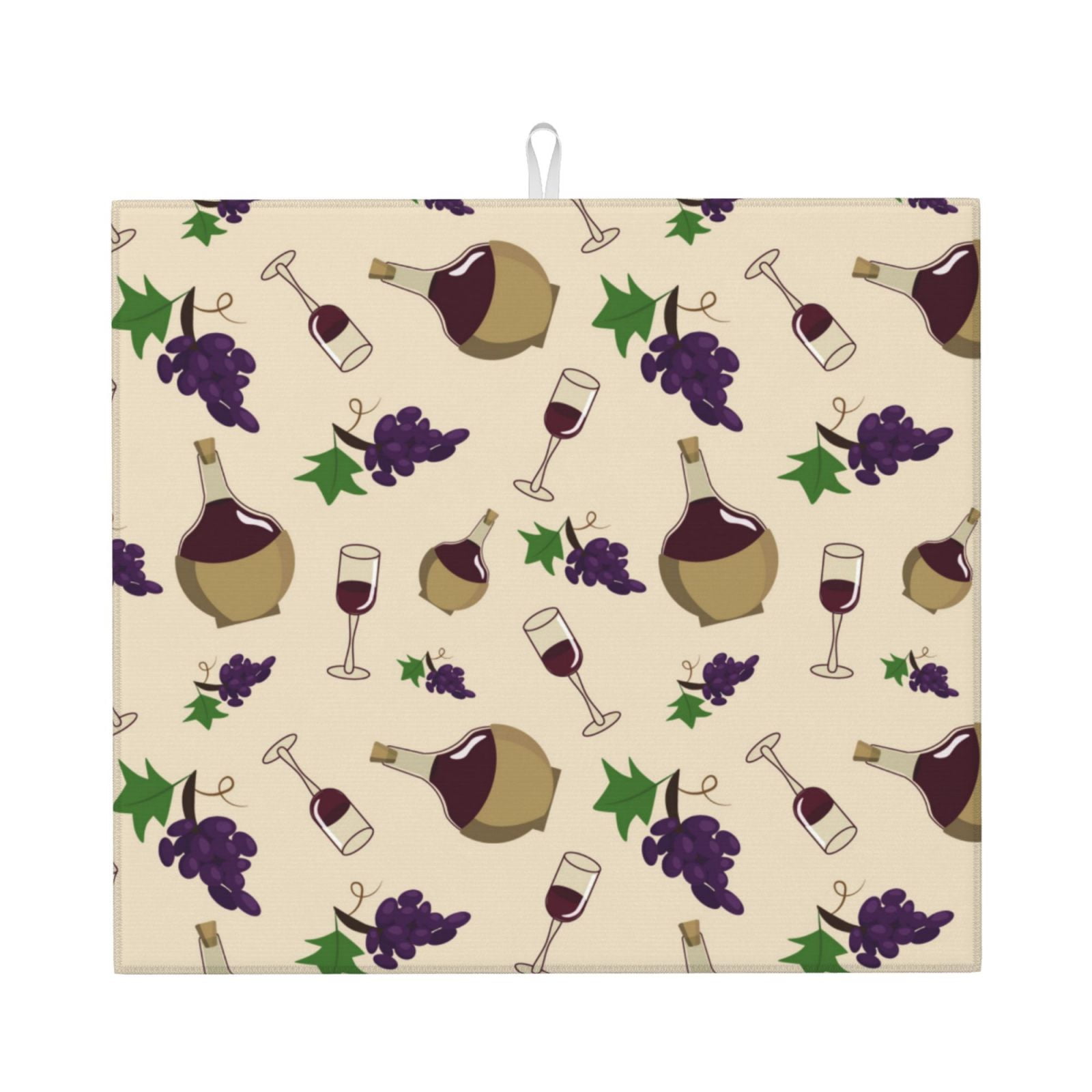 Dish Drying Mat, wine glass grape Highly Absorbent Drying Matt Kitchen ...