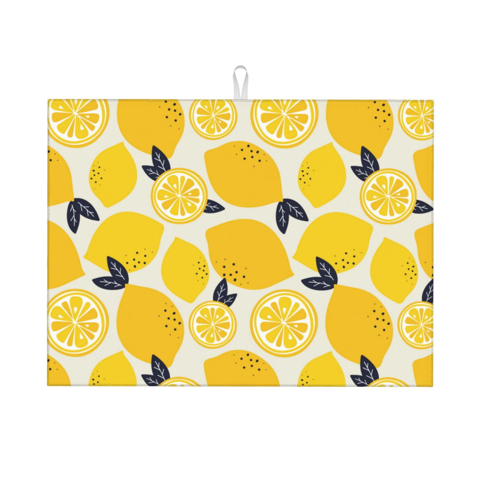 Dish Drying Mat, yellow Lemon pattern Absorbent Microfiber Kitchen Mat ...