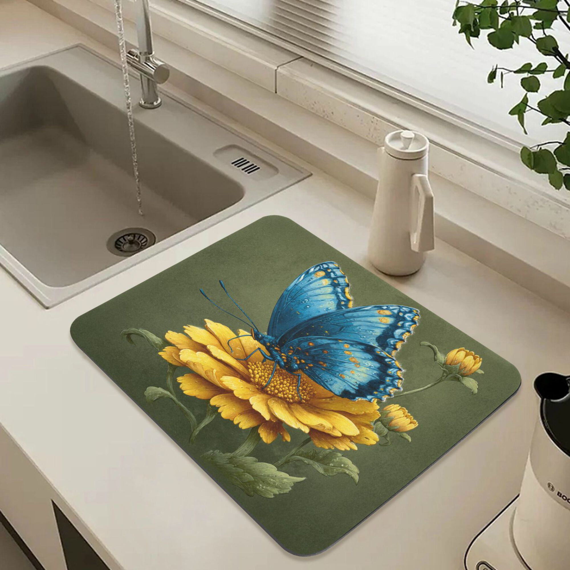 Dish Drying Mats Diatomaceous Earth Super Absorbent Non-slip Rubber ...