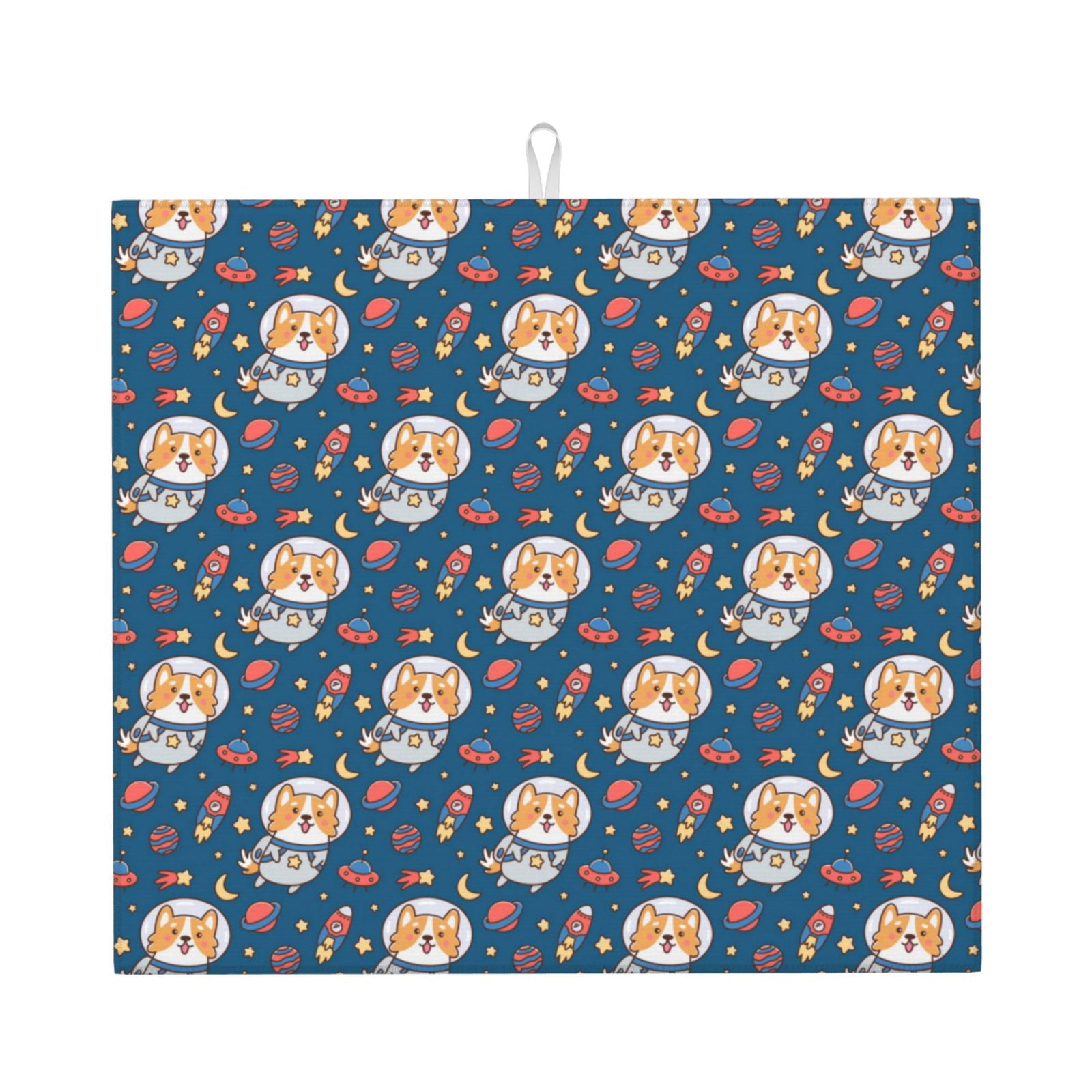Dish Drying Mats for Kitchen Counter - Astronaut Corgi Dog 16x18In Anti ...
