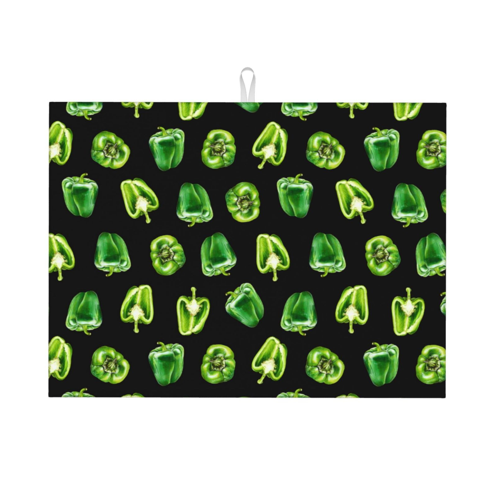 Dish Drying Mats for Kitchen Counter - Bell Pepper green 18x24in Dish Drying Pad Coffee Mat with ...