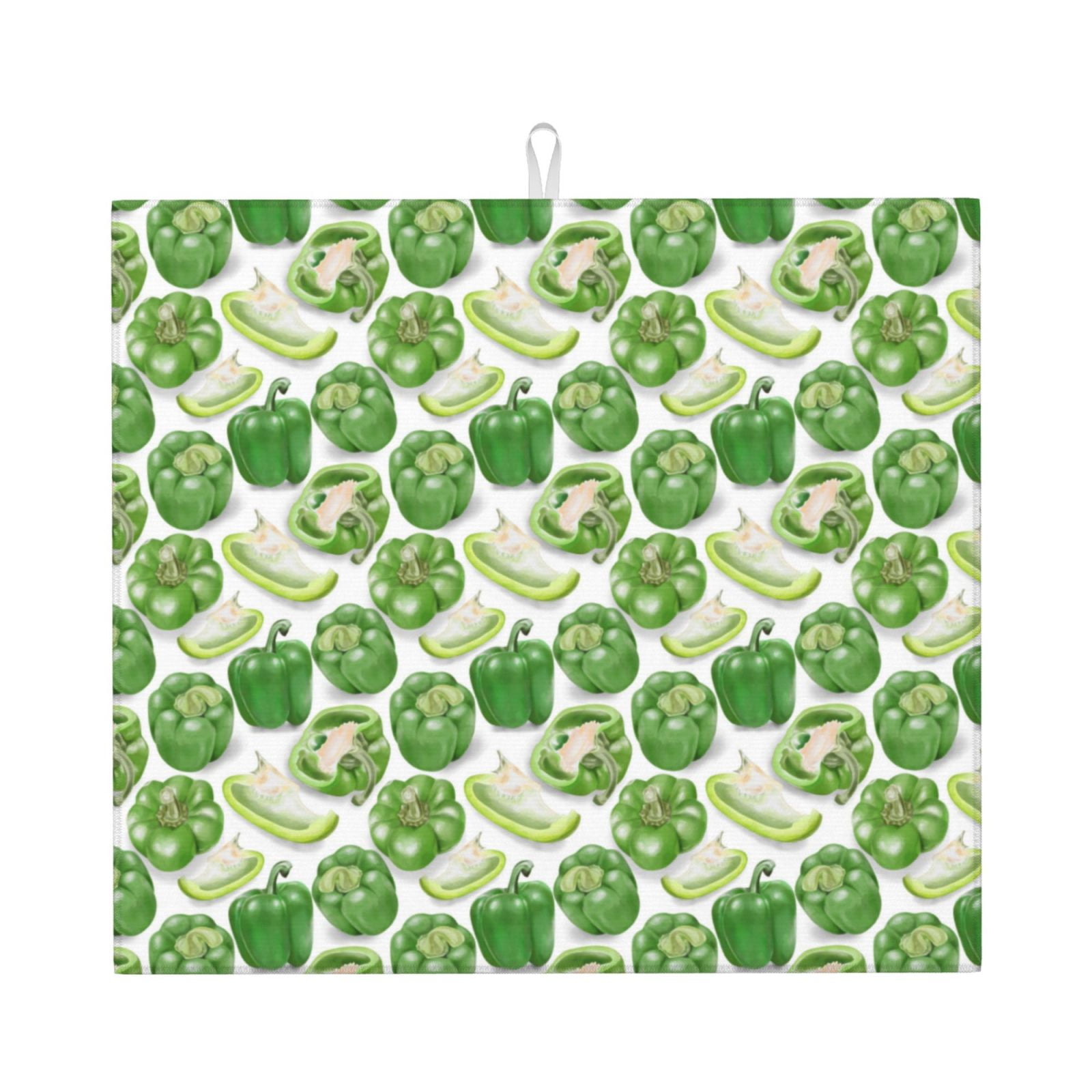 Dish Drying Mats for Kitchen Counter, Bell Pepper green funny 16x18in Dish Drying Pad Coffee Mat ...
