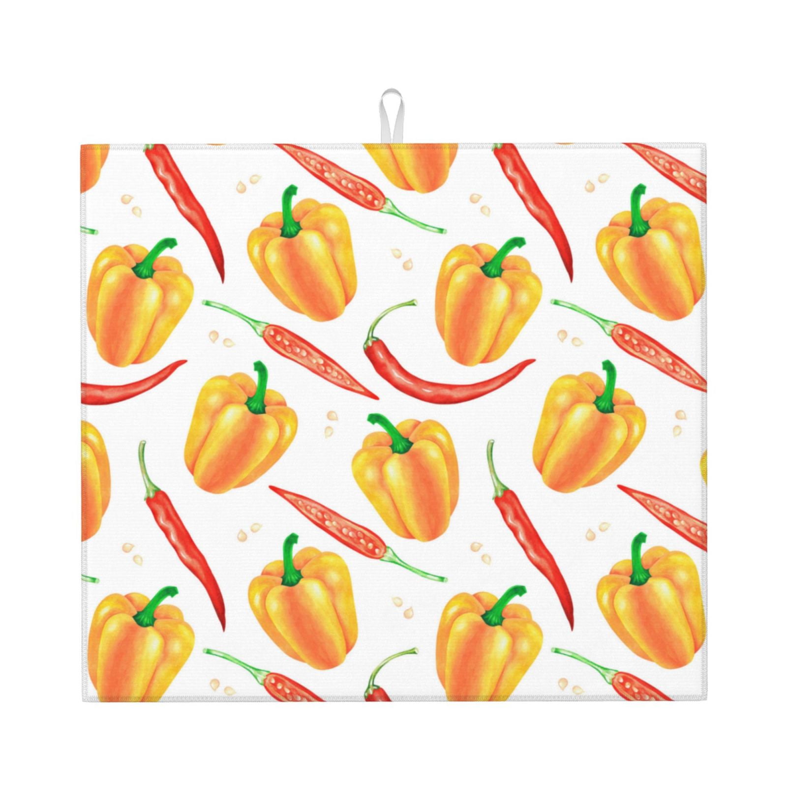 Dish Drying Mats for Kitchen Counter, Bell Pepper yellow red 16x18in Dish Drying Pad Coffee Mat ...