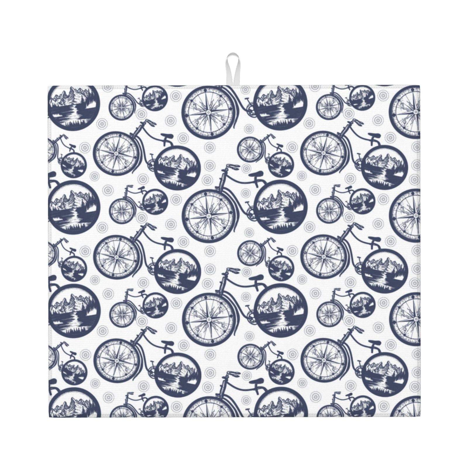 Dish Drying Mats for Kitchen Counter, Bike Pattern Exotic 16x18in Dish ...