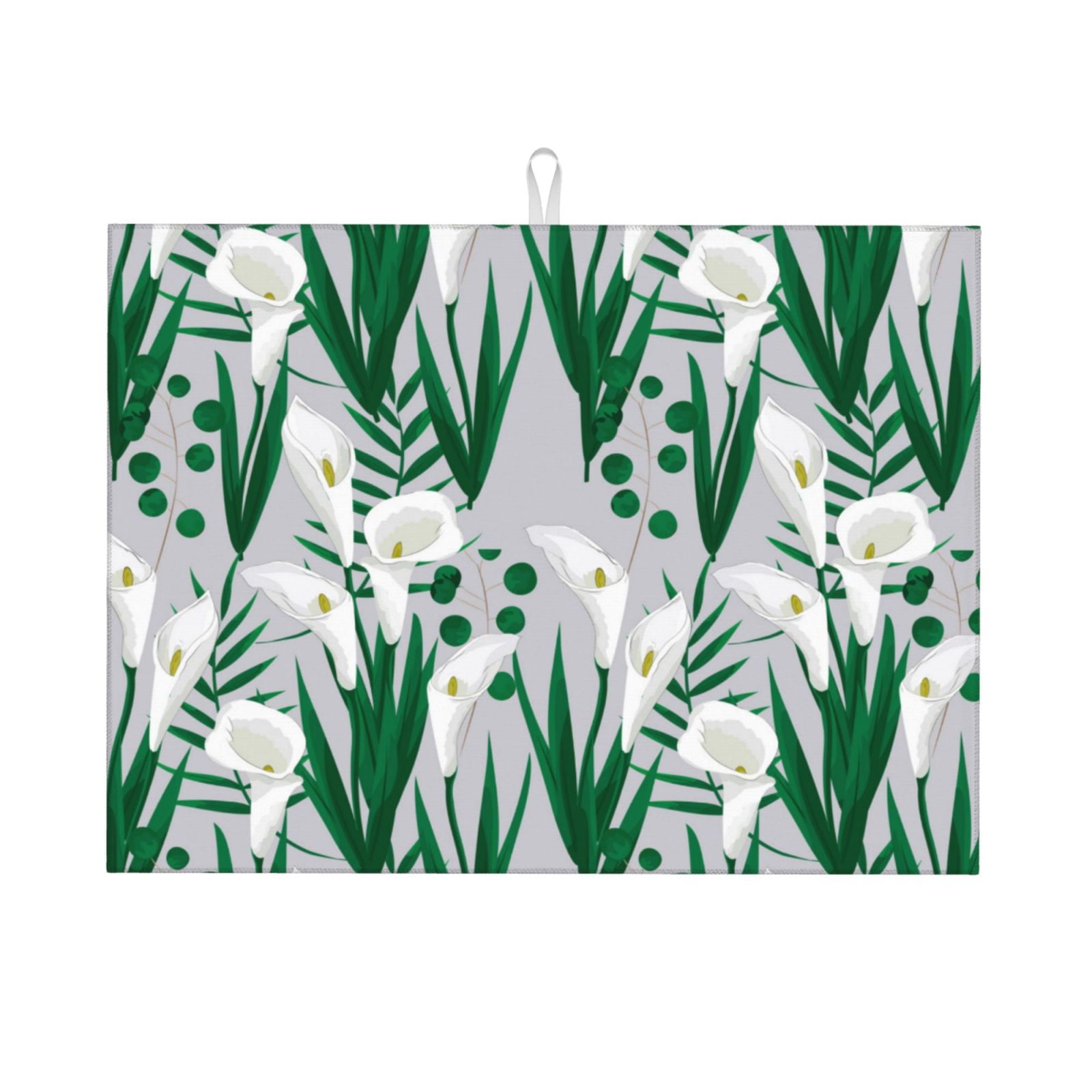 Dish Drying Mats for Kitchen Counter - Calla Lily Flowers Green Leaves ...