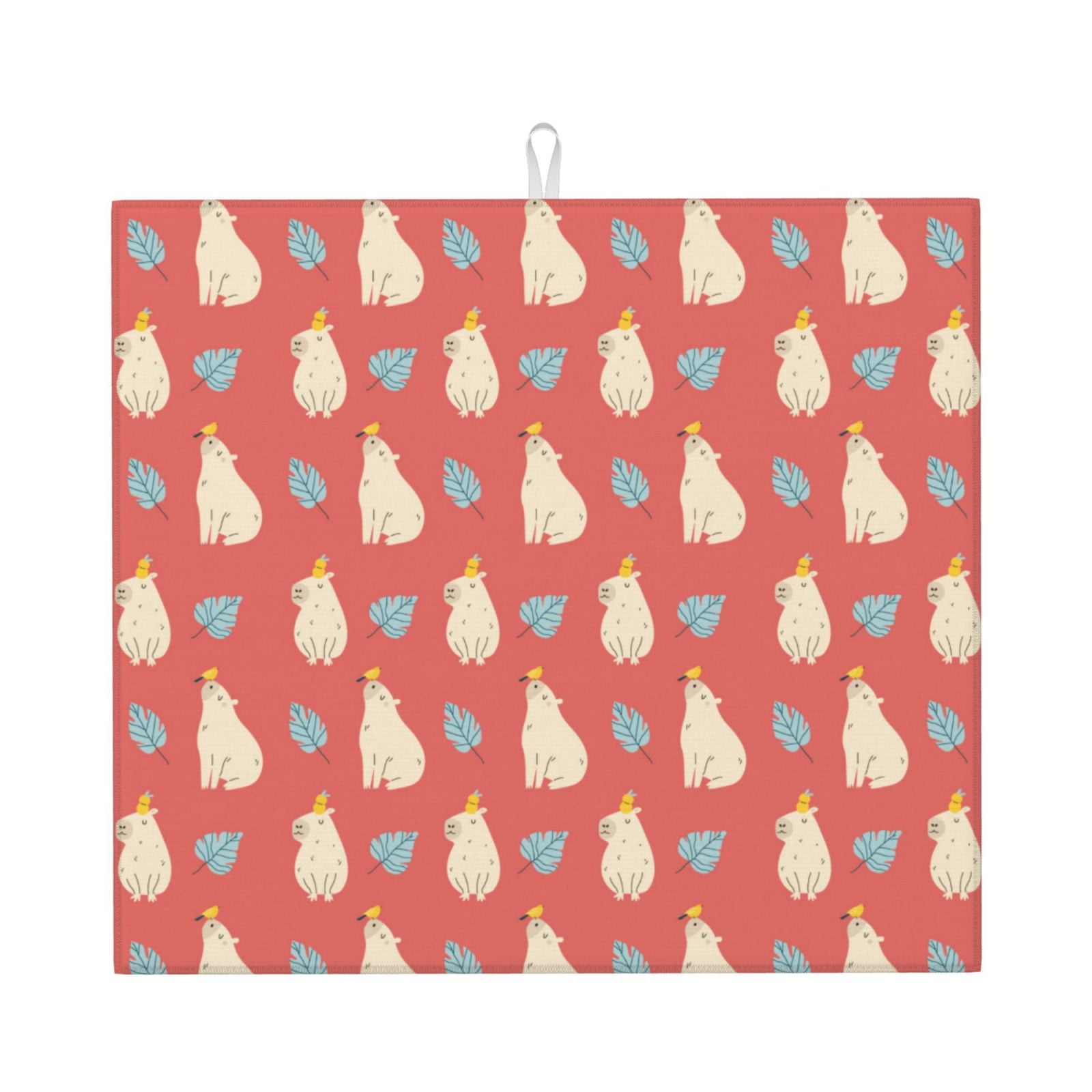 Dish Drying Mats for Kitchen Counter, Capybaras Red 16x18in Dish Drying ...