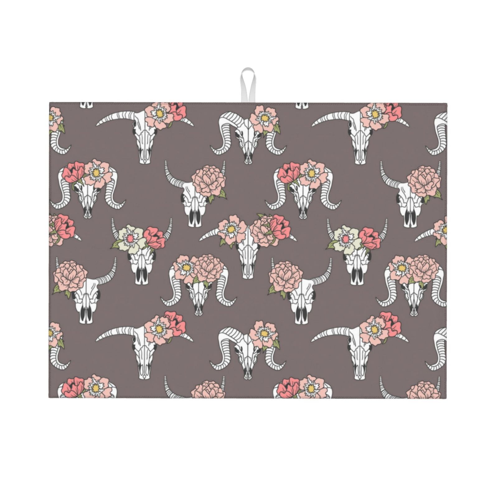 Dish Drying Mats for Kitchen Counter - Cartoon Cool Goat Skull 18x24in ...