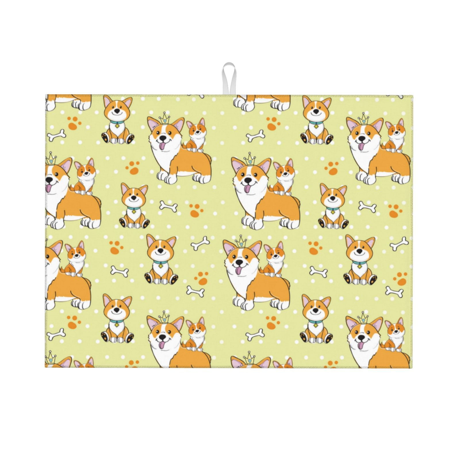 Dish Drying Mats for Kitchen Counter - Cartoon Cute Corgi Dog Funny ...