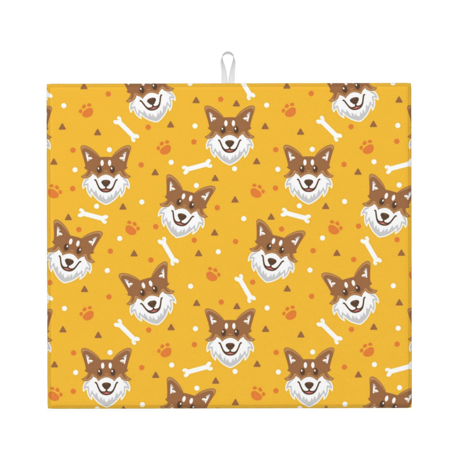 Dish Drying Mats for Kitchen Counter, Cartoon Cute Corgi Dog Funny_A ...