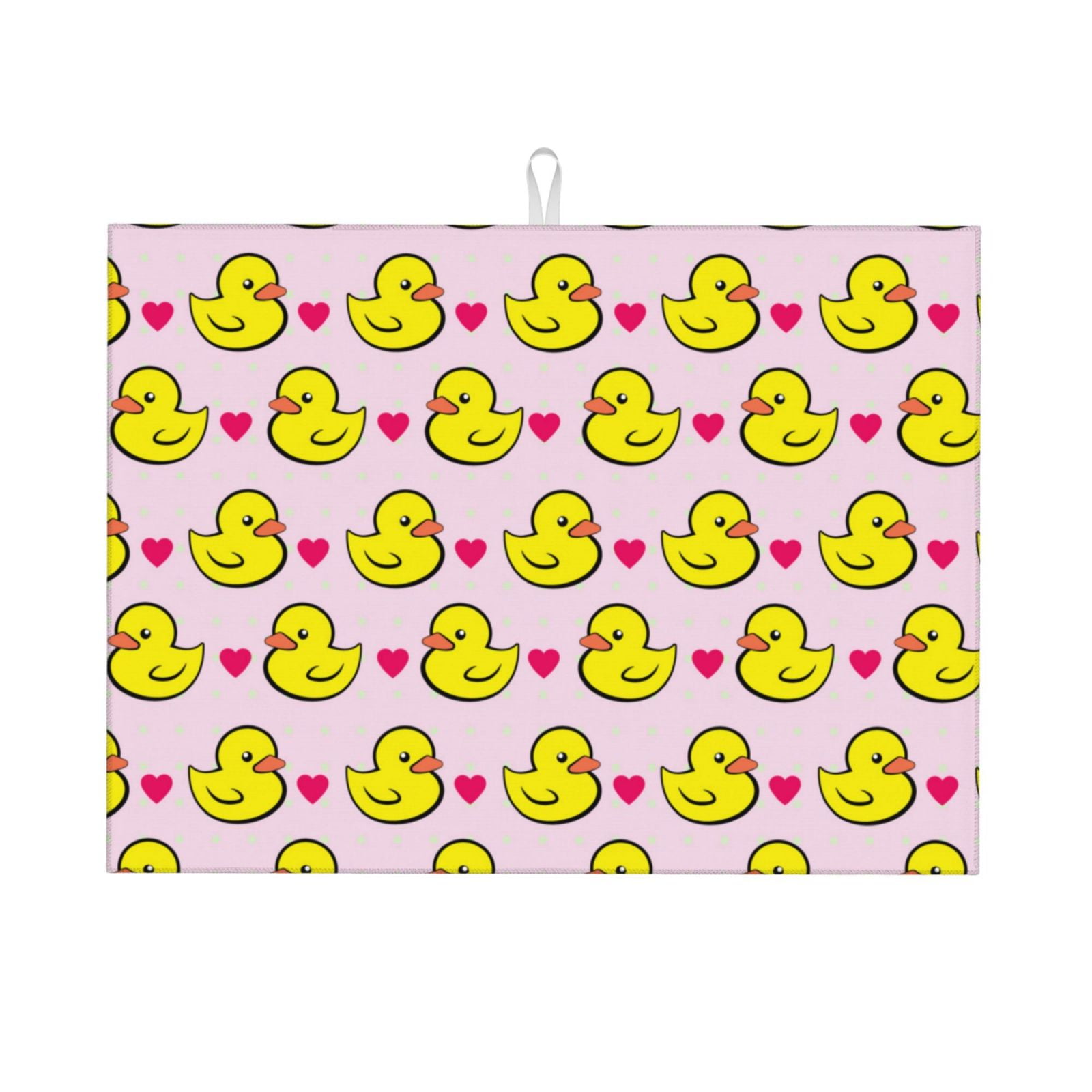 Dish Drying Mats for Kitchen Counter - Cartoon Cute Duck Love Pink ...