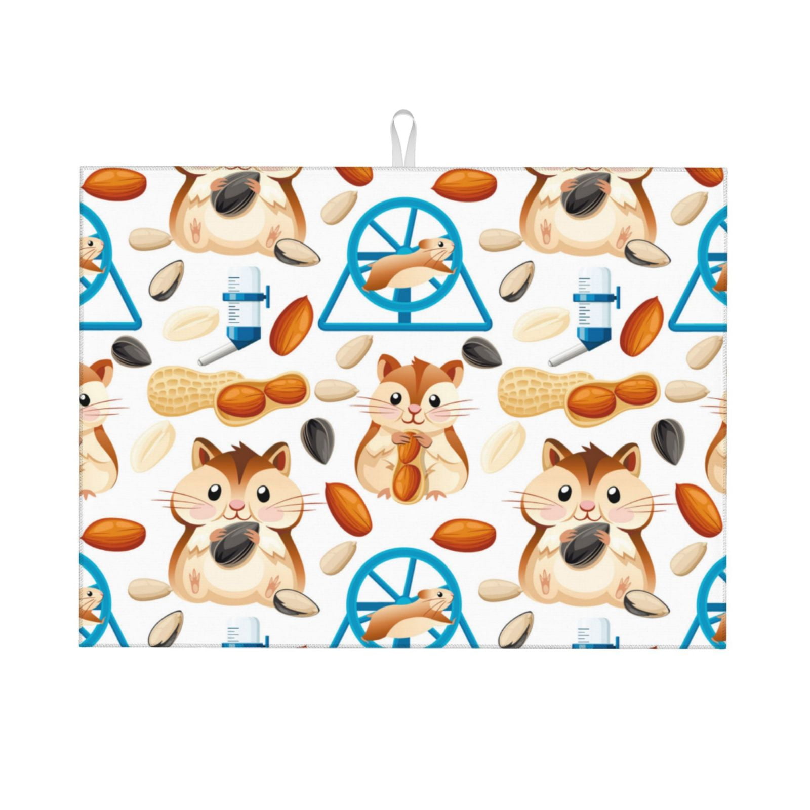 Dish Drying Mats for Kitchen Counter - Cartoon Cute Hamster Nut Peanut ...