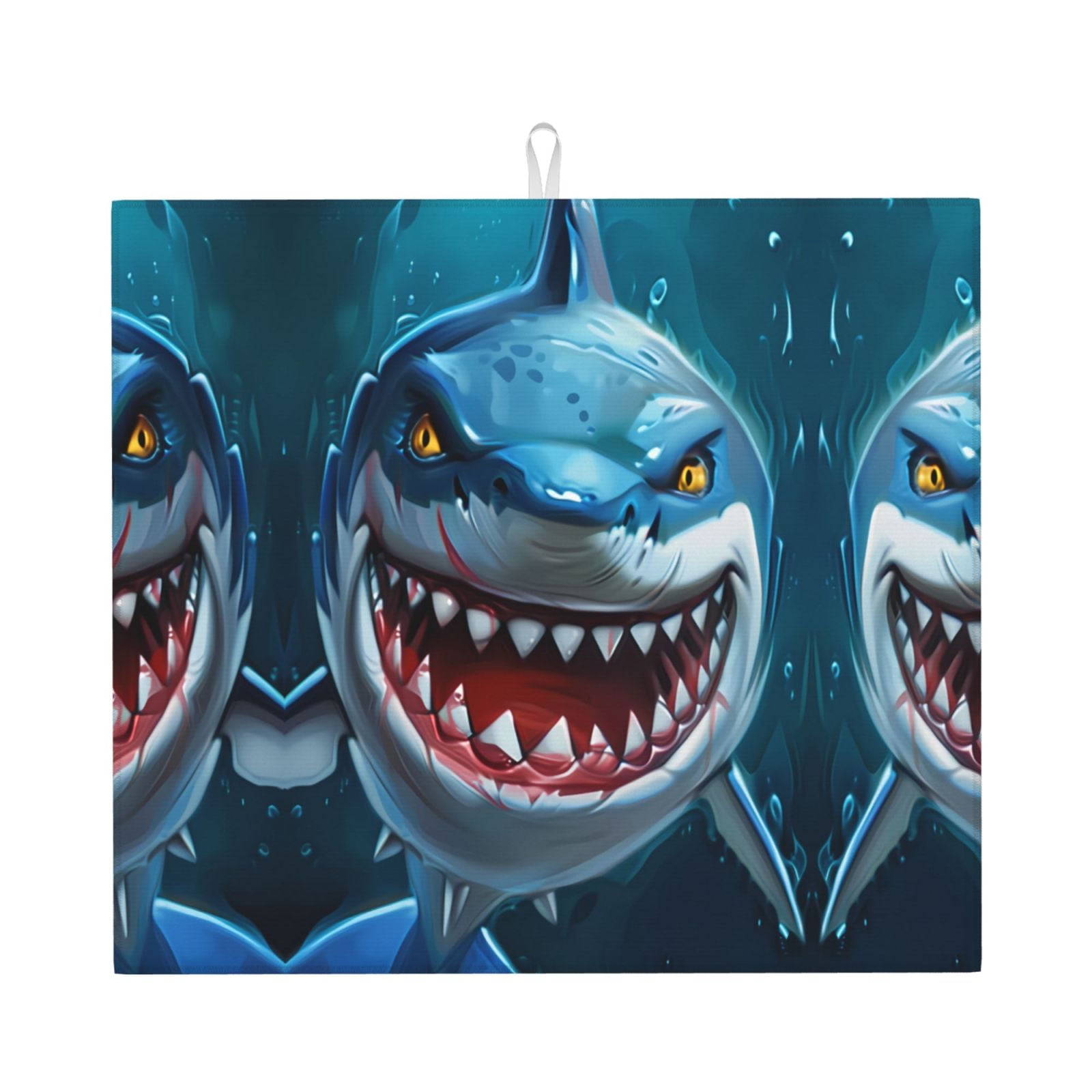 Dish Drying Mats for Kitchen Counter - Cartoon Cute Shark 16x18In Anti ...