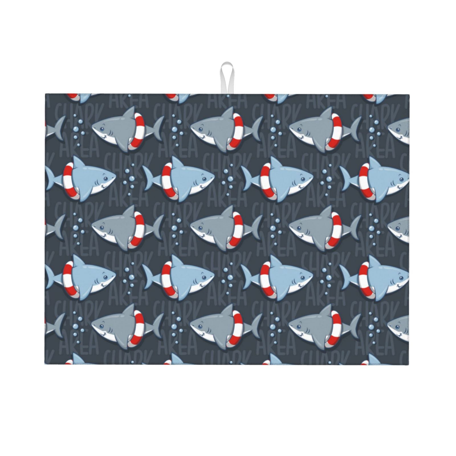 Dish Drying Mats for Kitchen Counter - Cartoon Cute Shark Swimming Ring ...
