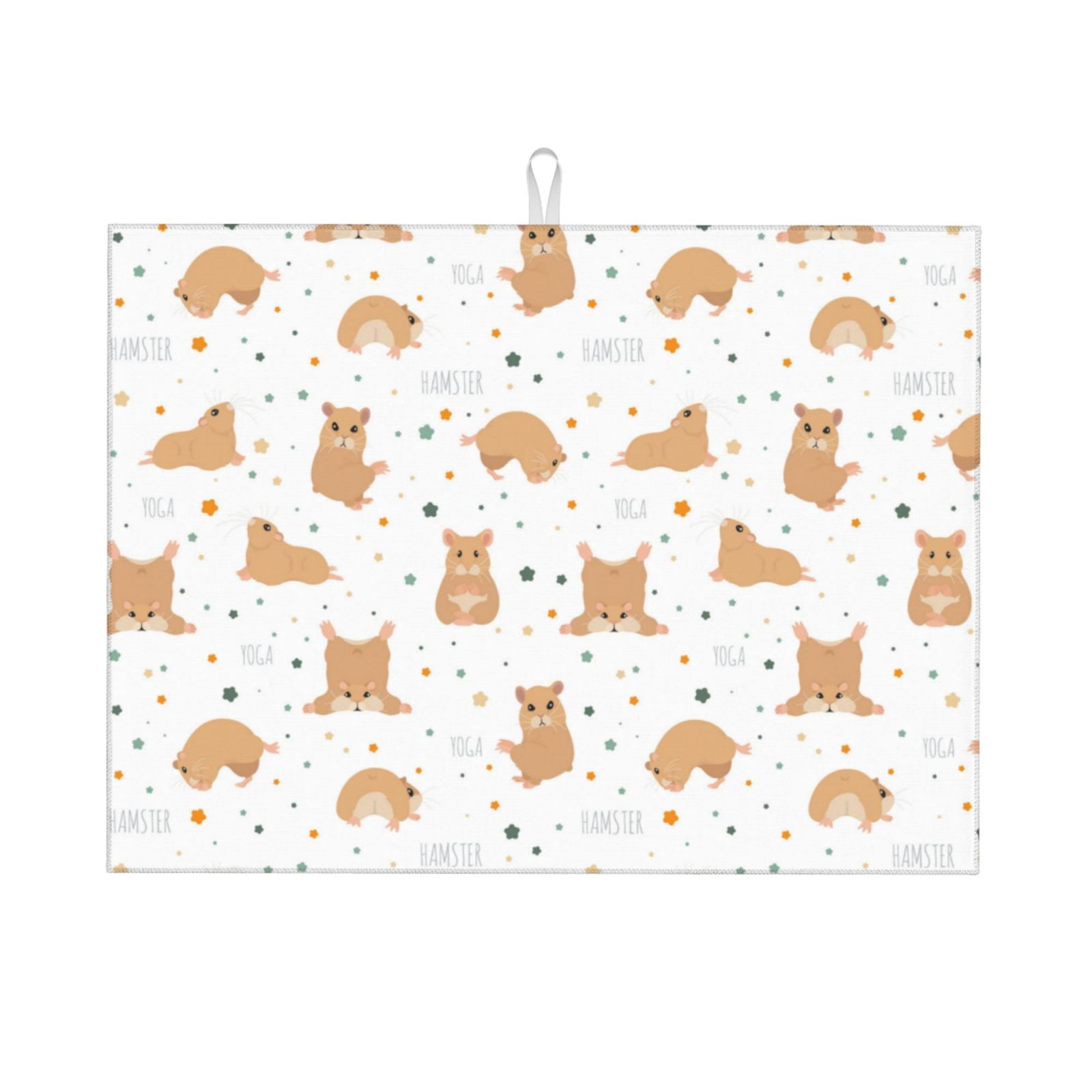 Dish Drying Mats for Kitchen Counter - Cartoon Cute Yoga Hamster Stars ...